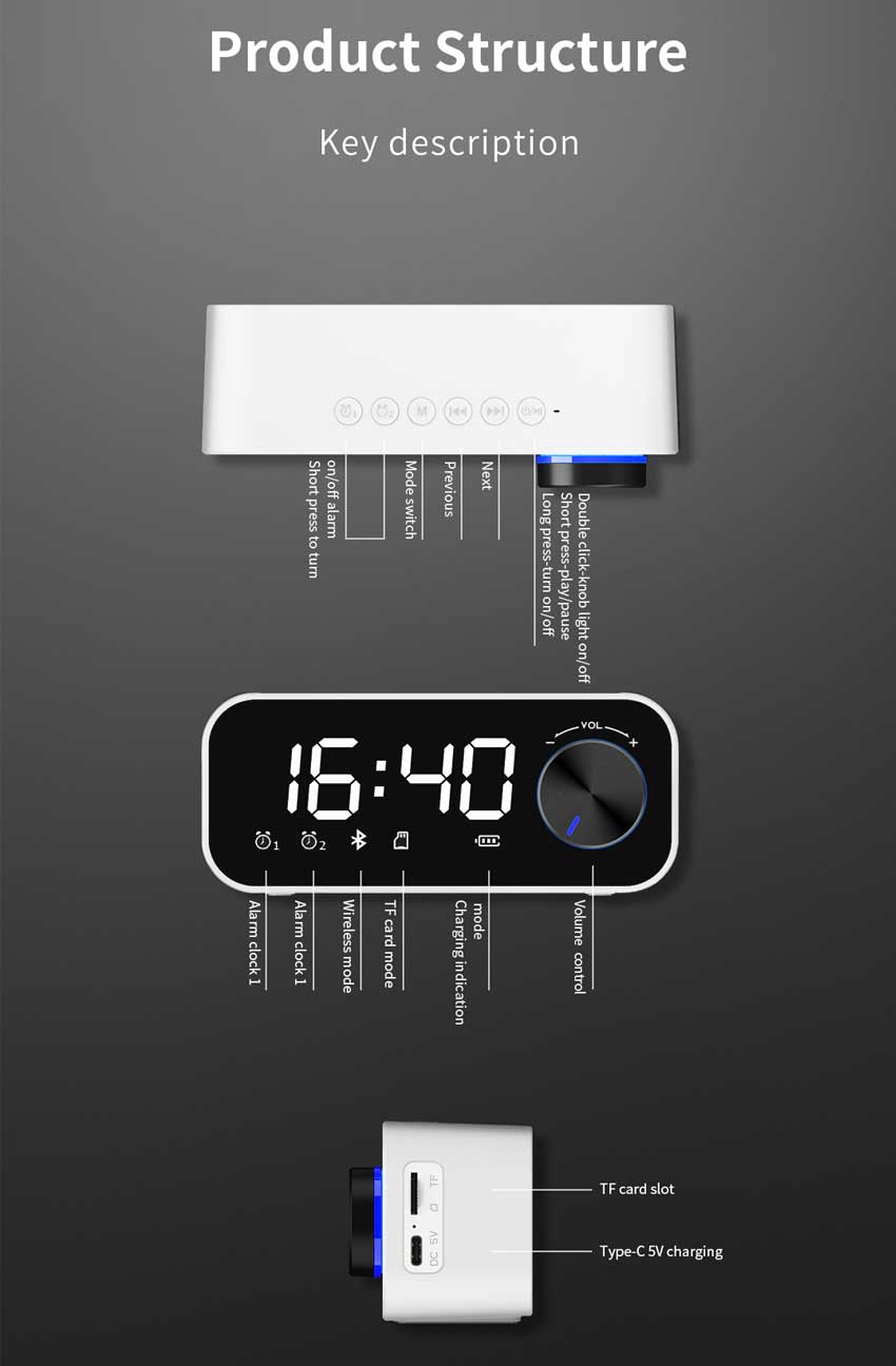 Recci RSK-W11 Wireless Speaker with Alarm Clock